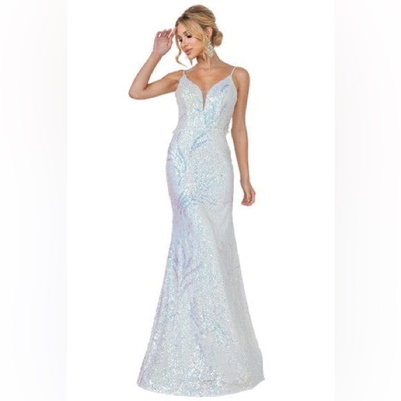 Dresses | White Sequin Prom Pageant Gown | Poshmark